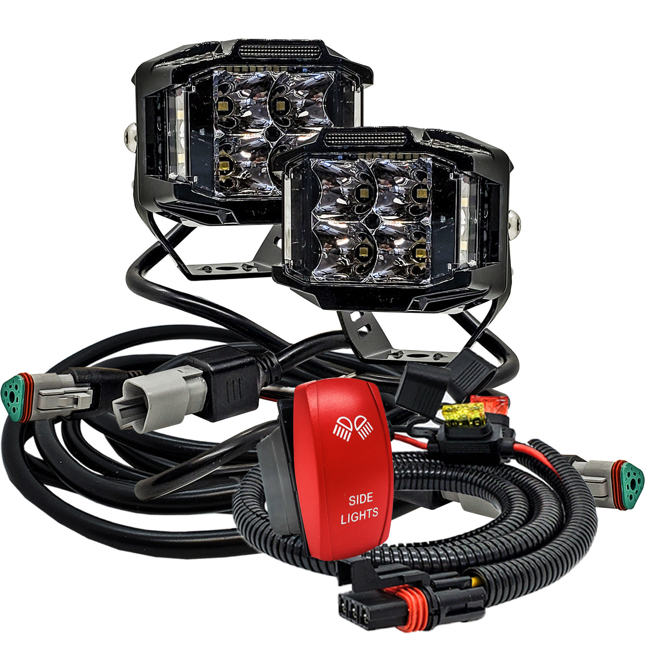 4 Pillar Mount 75w Side Emitting Led Lights 180° Beam Pattern With