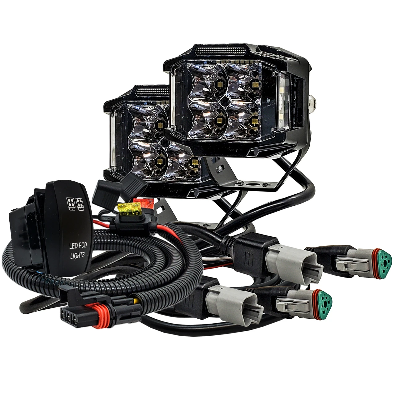 4" Pillar Mount 75W Side Emitting LED Pod Lights 180° Beam Pattern with ...