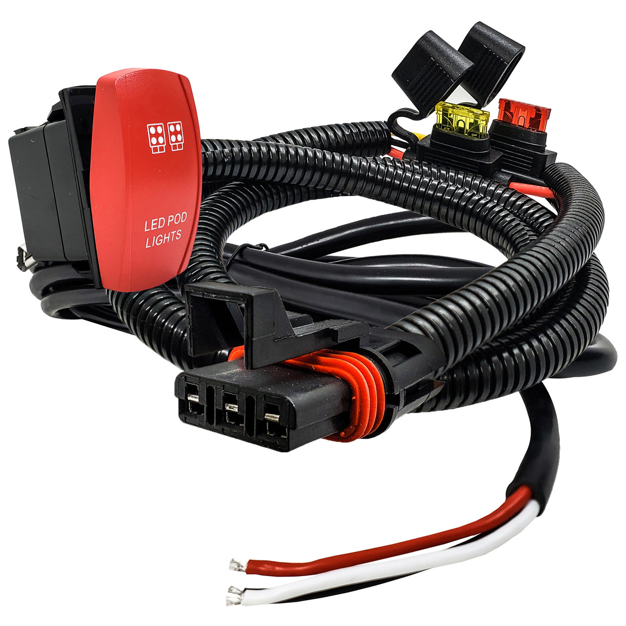 10ft. Pulse Power Bus Bar Plug Red Rocker Switch 3-Wire Harness Kit for ...