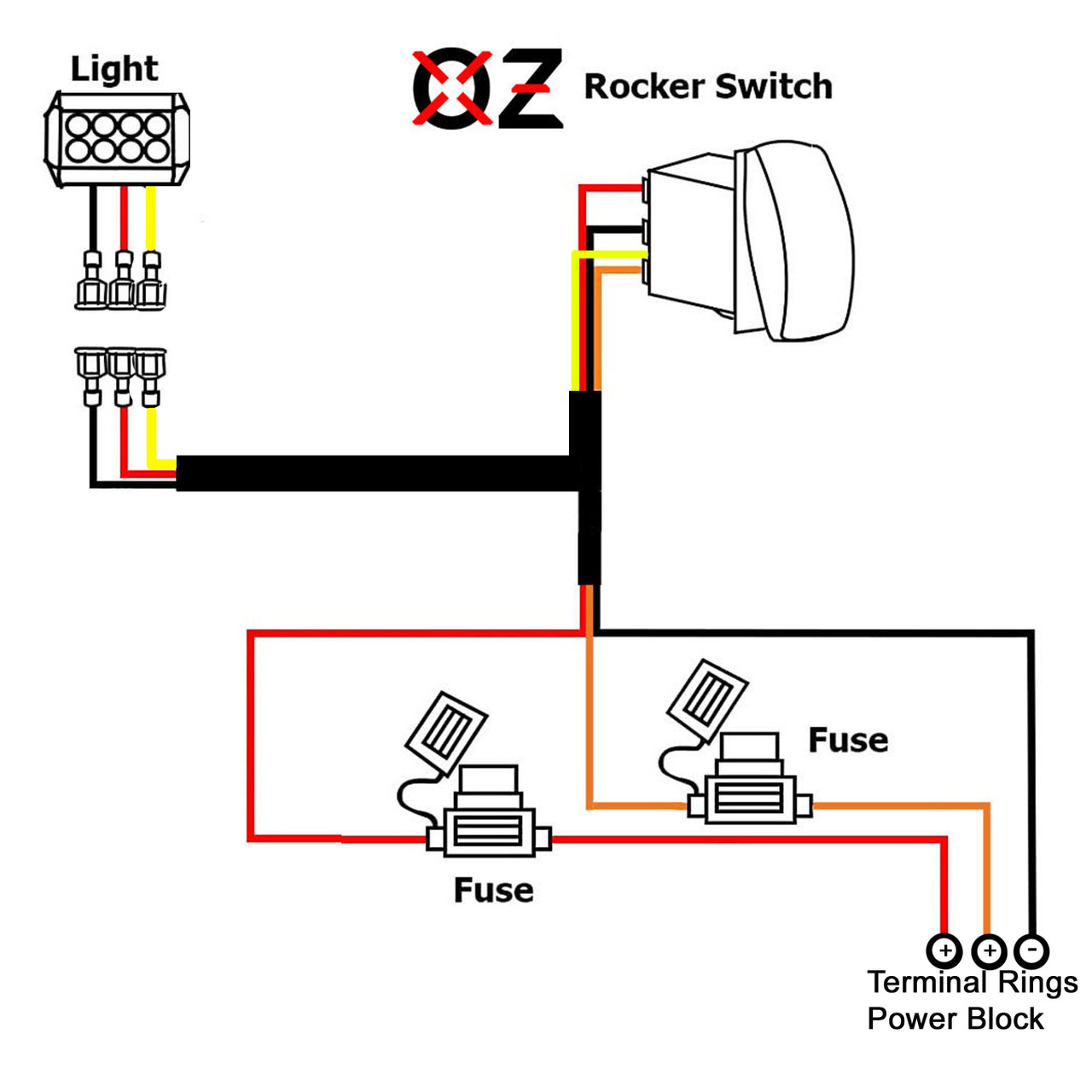 10ft. Power Bus Bar Red Rocker Switch 3-Wire Harness Kit for Dual ...