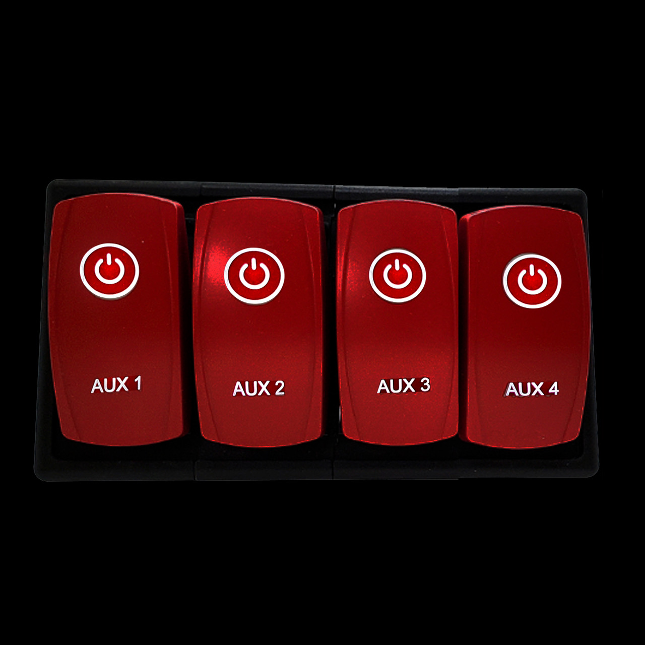 4 Gang Aux On/Off Red Rocker Switch for Trucks Tractors RVs Marine ...