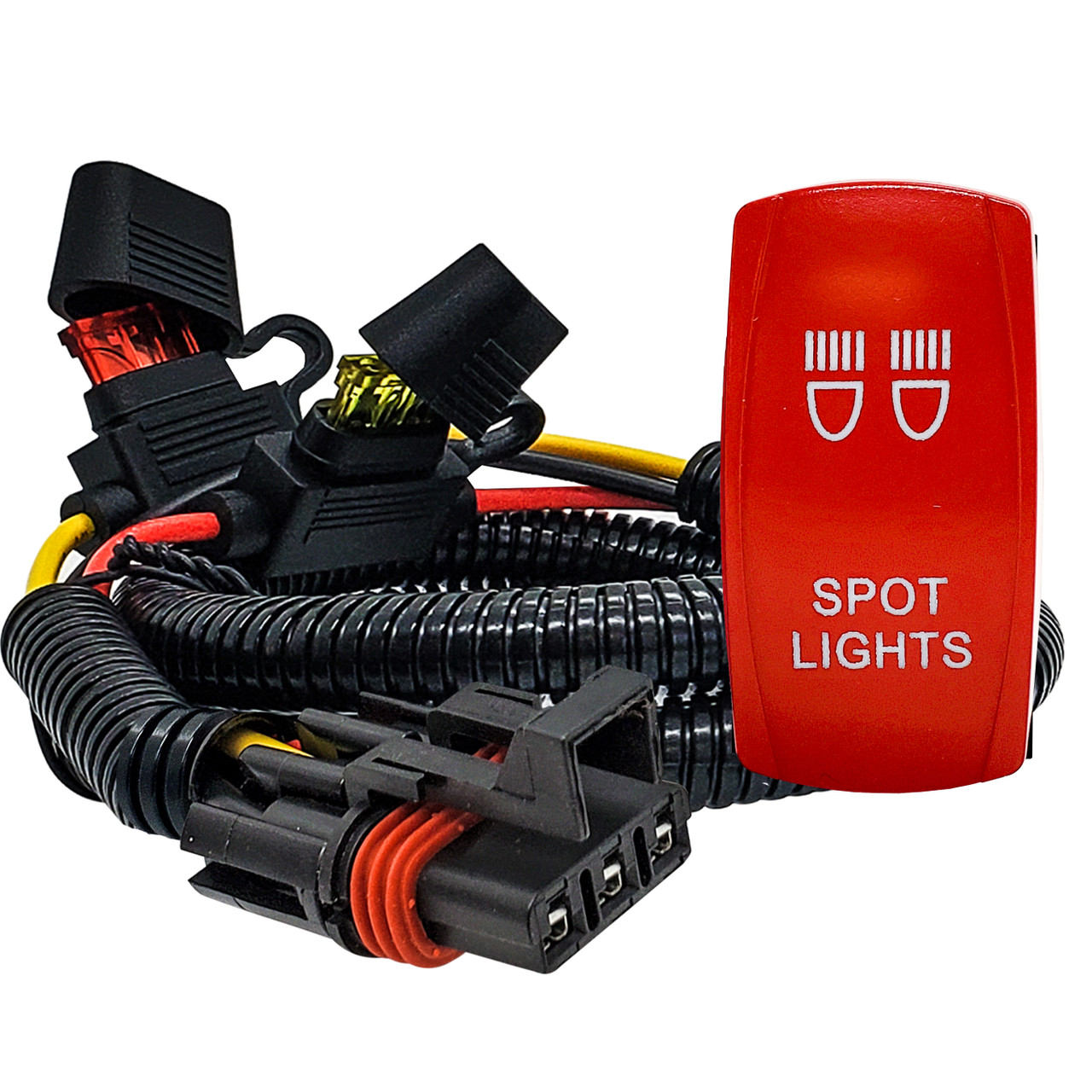 Spot Lights Laser Etched Onoff Red Rocker Switch With Pulse Power Bus