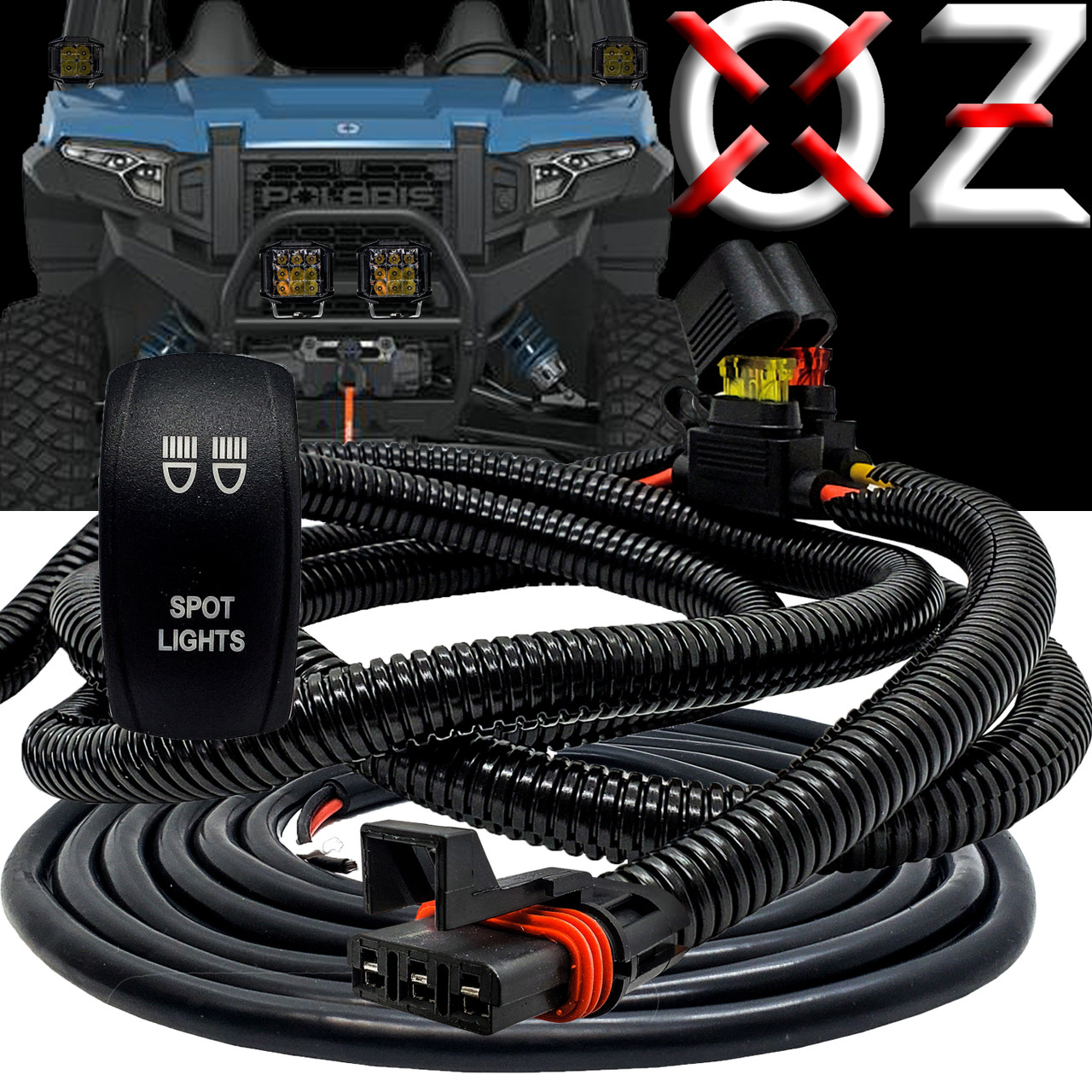 10 Pulse Power Bus Bar Plug Wire Harness Spot Lights Onoff Rocker