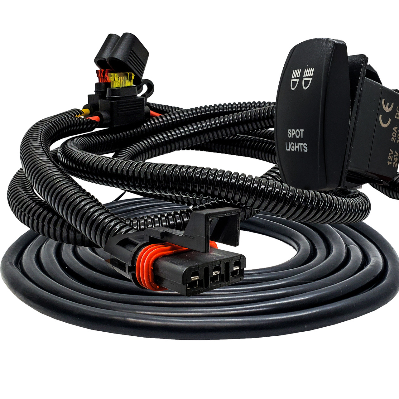 10 Pulse Power Bus Bar Plug Wire Harness Spot Lights Onoff Rocker