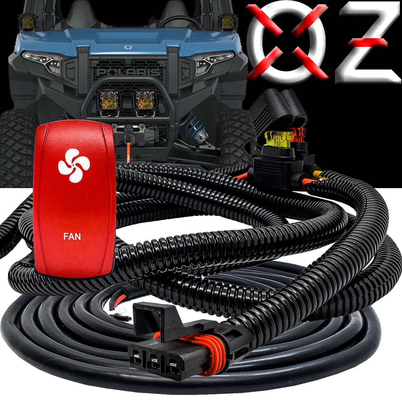 10 Pulse Power Bus Bar Plug Wire Harness Kit Onoff Fan Red Rocker