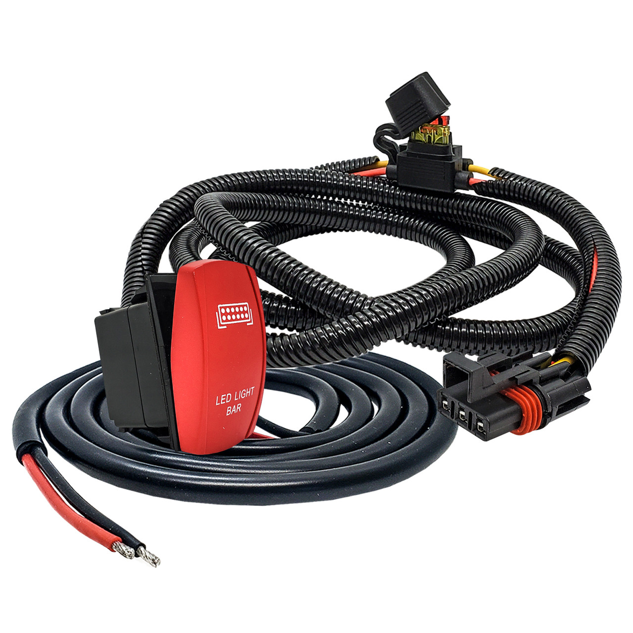 10 Pulse Power Busbar Plug Wire Harness With Led Lightbar Onoff Red