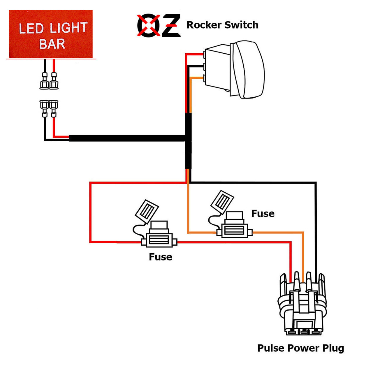 10 Pulse Power Busbar Plug Wire Harness With Led Lightbar Onoff Red