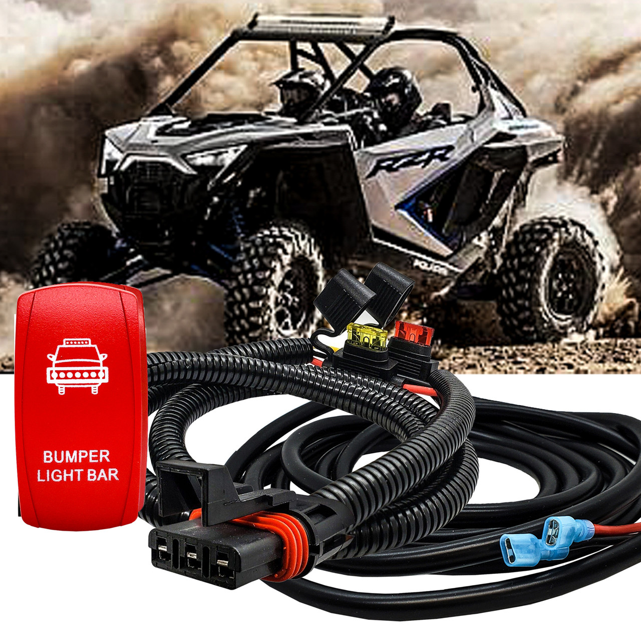 10 Pulse Power Busbar Plug Wire Harness With Bumper Lightbar Onoff