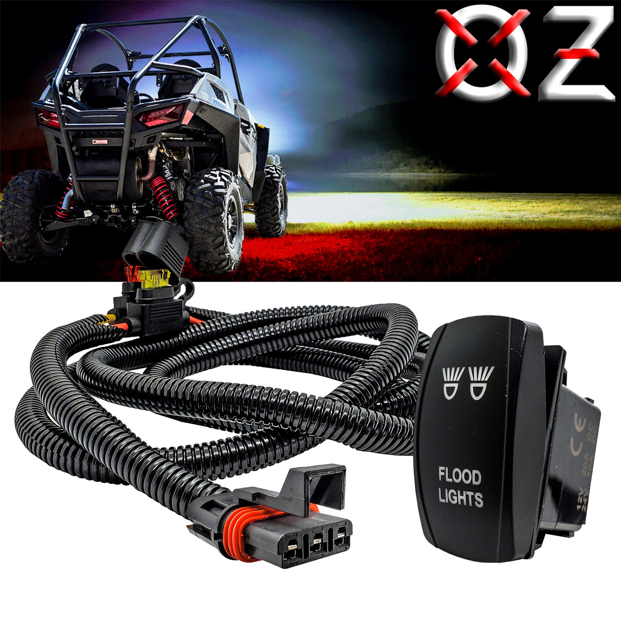 Flood Light Onoff Rocker Switch Pulse Power Bus Bar Plug Wire Harness