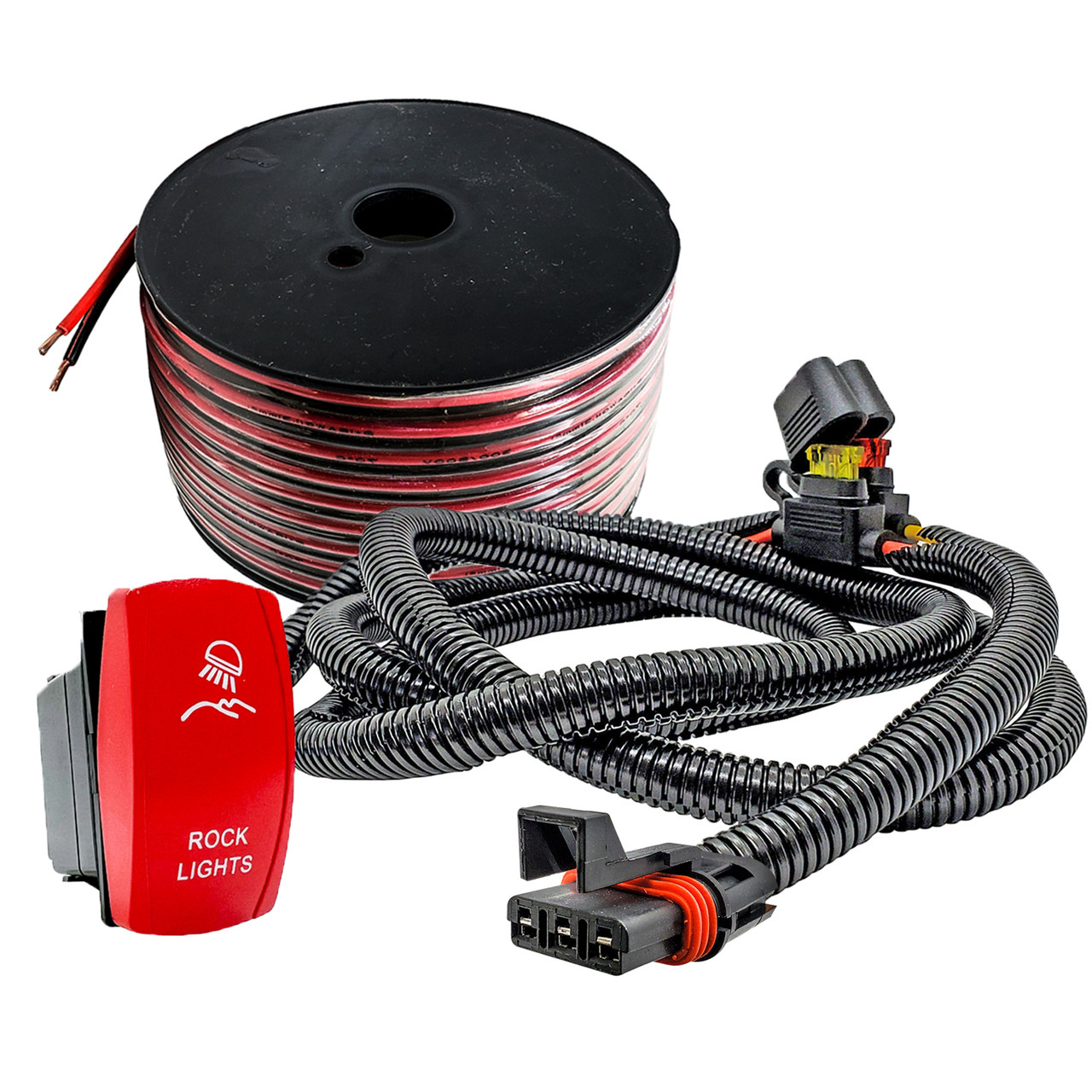 Rock Lights On/Off Red Rocker Switch and 100ft. Wire Spool with Pulse ...