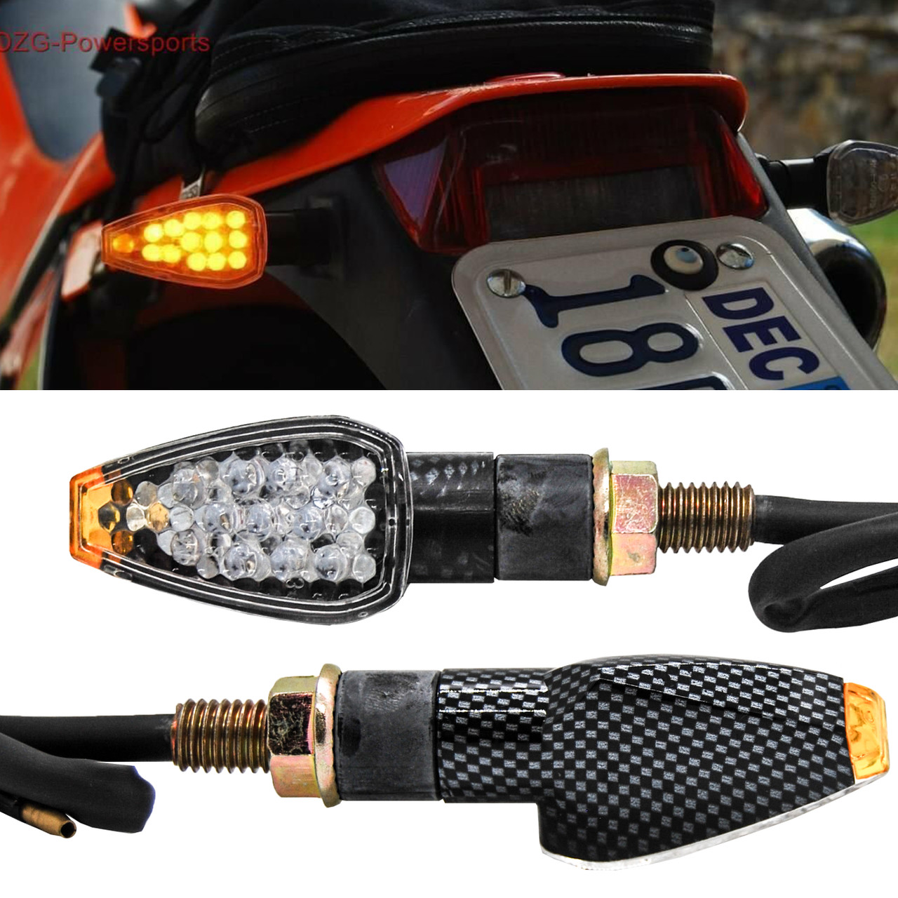 Carbon Turn Signal Led Suzuki Dual Sport Motorcycle Dirt Bike Supermoto ...