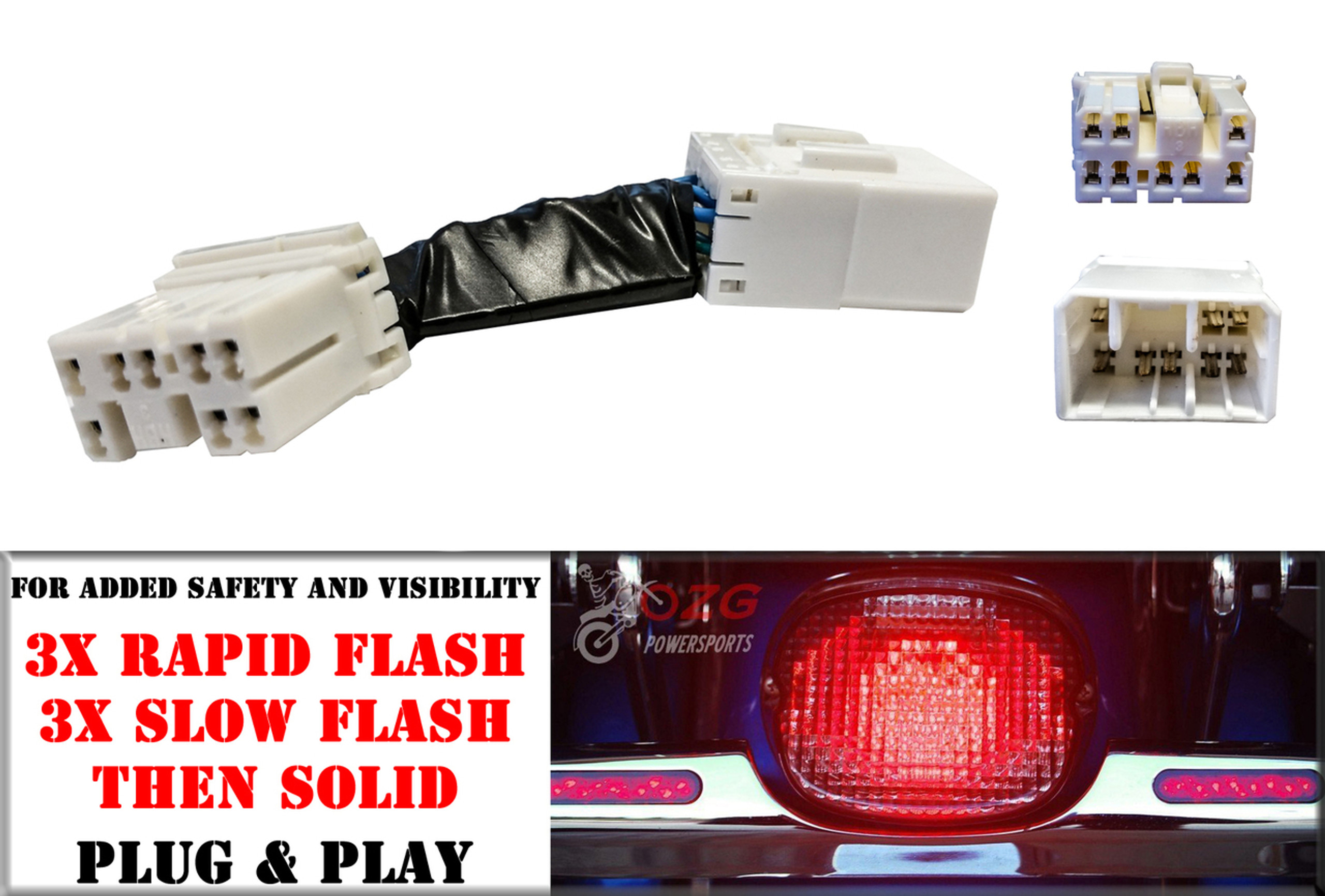 Plug & Play Brake Light Strobe Flasher Module for Harley Motorcycles