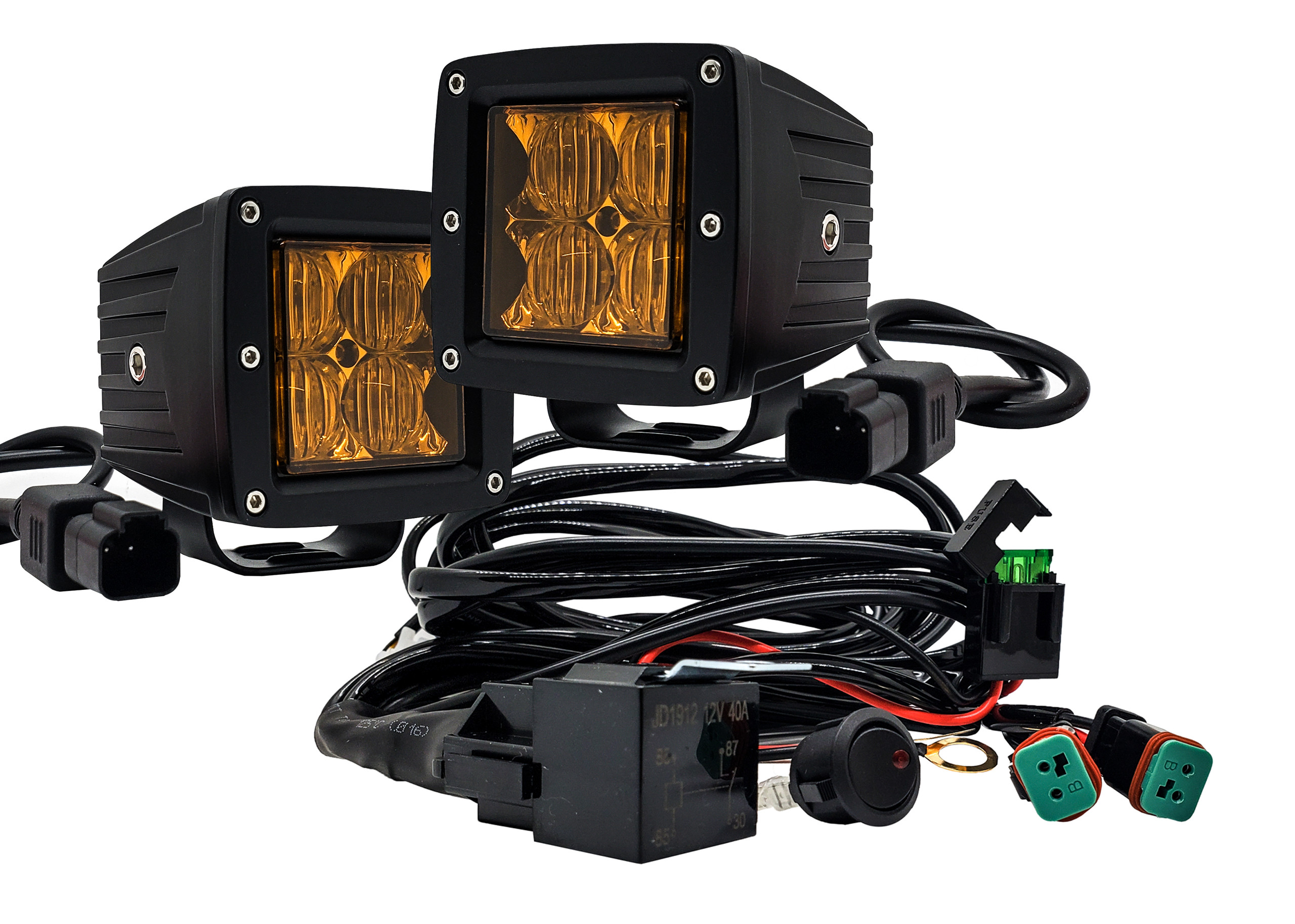 Dual Color White Amber LED POD light Changing Flasher Strobe Optic Lens ...