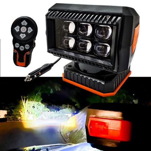360° LED Searchlight Rotating Spotlight Wireless Remote Control Lighter ...