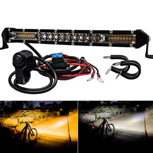 Motorcycle ATV LED Light Bar Kit Handlebar Clamp Rocker Switch Wire ...