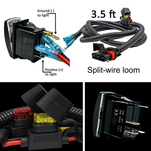 Pulse Power Bus Bar Plug Wire Kit with On/Off Rocker Switch for LED ...