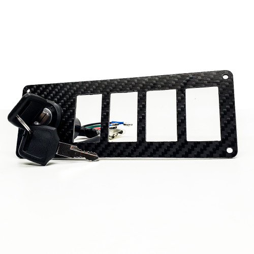 4 Gang Carbon Fiber Plate Rocker Switch Panel with Keyed Ignition - OZ