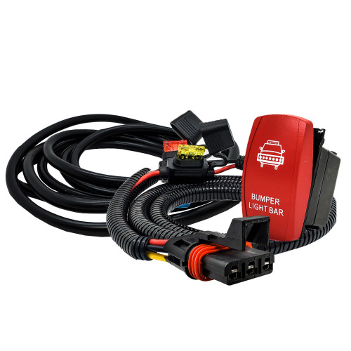 10 Pulse Power Bus Bar Plug Wire Harness Kit Onoff Red Rocker Switch