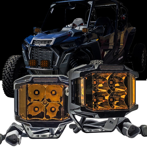 4 Sd Series 75w Side Emitting Amber Led Pod Lights 180° Spot And Flood