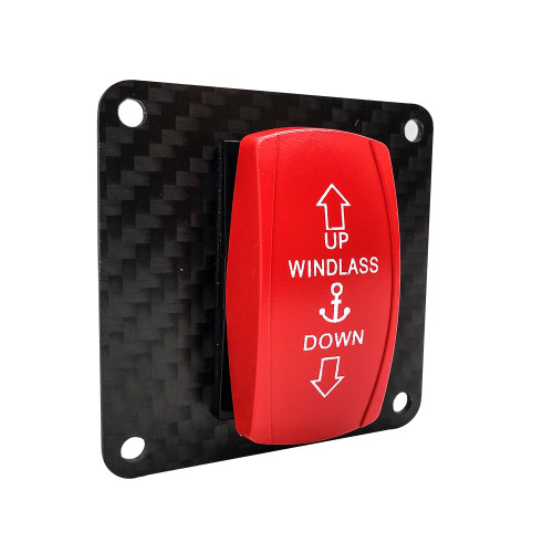 Windlass Up/Down Momentary Red Rocker Switch 4-Pin with Carbon Fiber ...