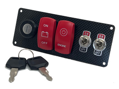 Keyed Carbon Fiber Ignition Switch Panel Engine Start Battery Cut On ...