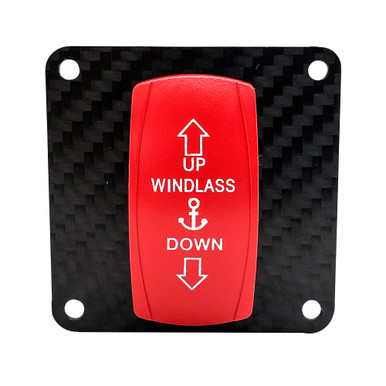 Windlass Up/Down Momentary Red Rocker Switch 4-Pin with Carbon Fiber ...