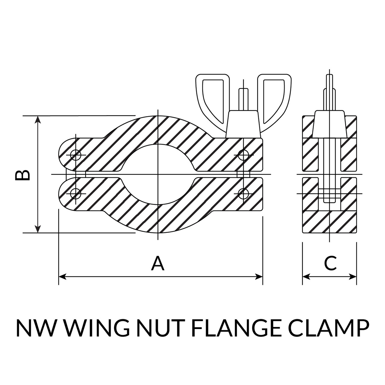 NW50 Wing Nut Flange Clamp