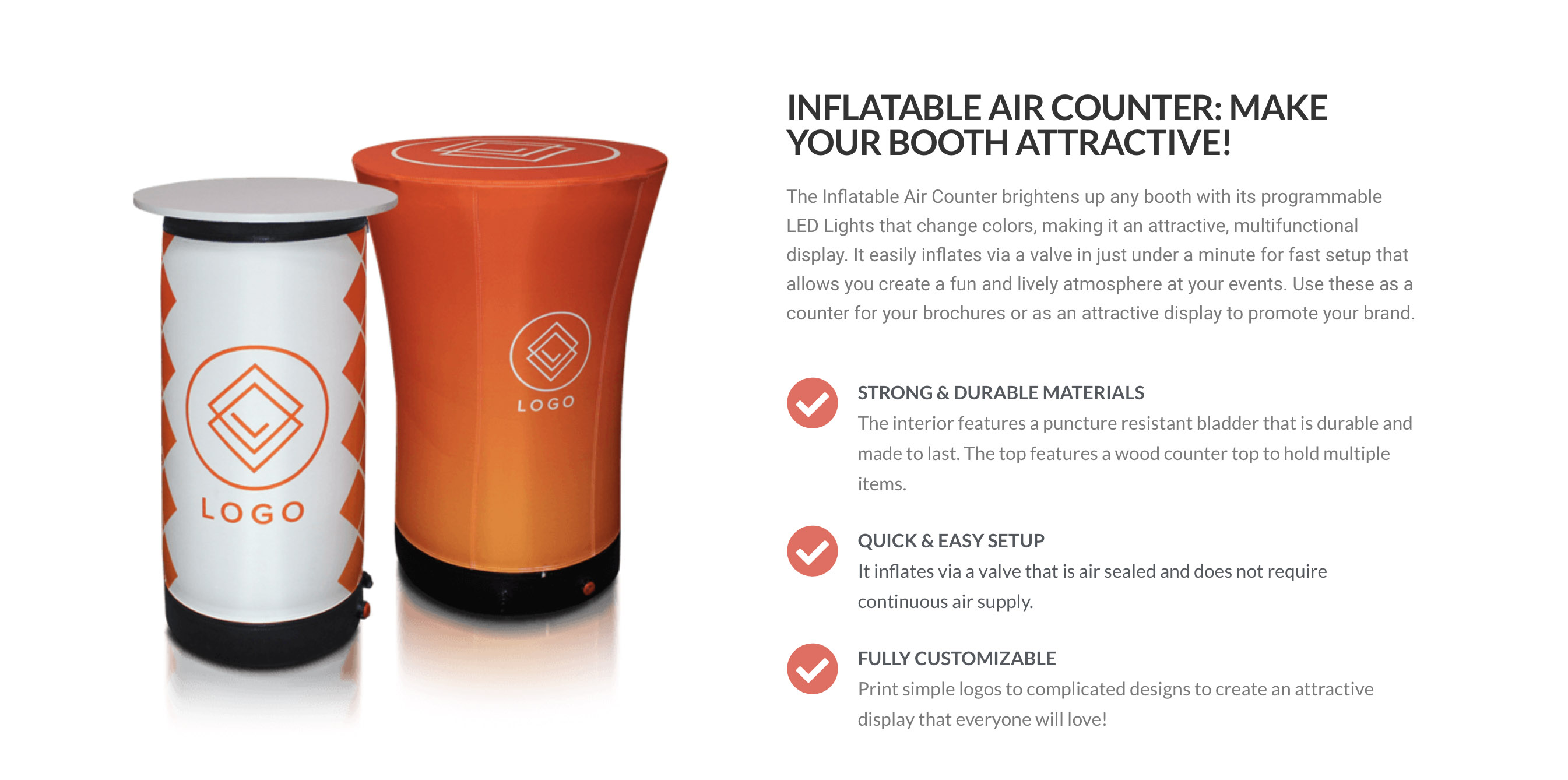 Inflatable Air Counter Programmable LED Lights - Best Tradeshow Display