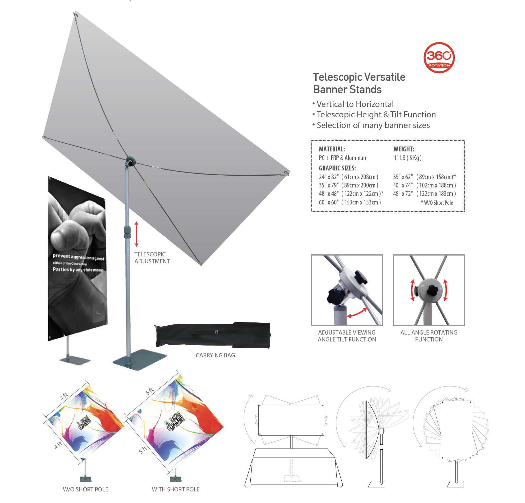 360 Telescopic Versatile Banner Stands - Best Tradeshow Display