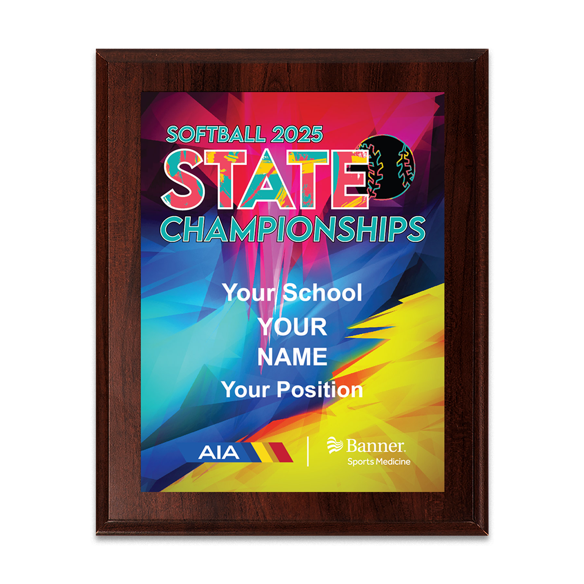 2025 AIA Softball State Championships 8x10 Plaque