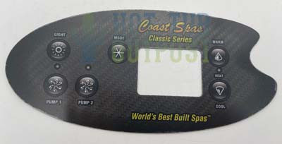 Coast Spas Control Panel Overlay 2 Pumps 12371
