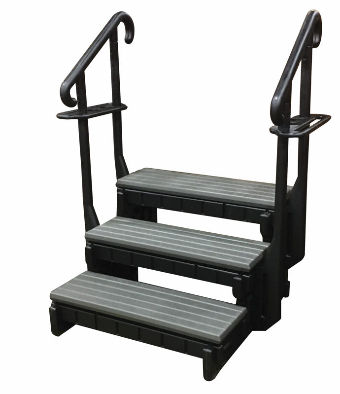 36" Signature 3 Steps with Handrails Gray SSS36-3GREY