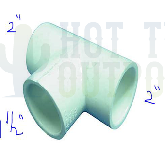 Caldera Spa Pvc Tee 2 Inch S X 2 Inch S X 1-1/2 Inch S 30639