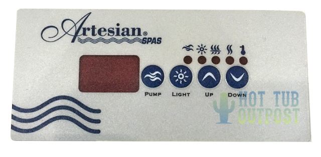 Artesian Island Spa Control Panel Overlay 6 Button 1 Pump 11-0034-77