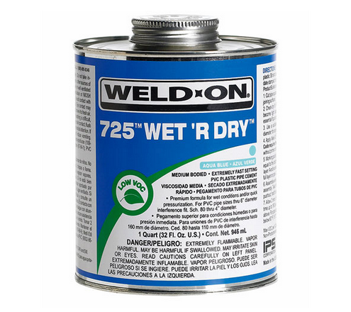 Weld On Wet R Dry PVC Glue 725 Blue Cement