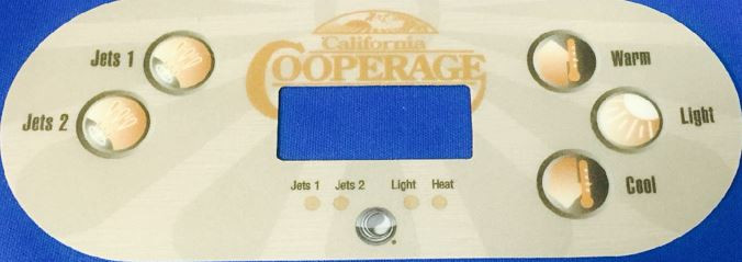 California Cooperage Control Panel Overlay 109092 5 Buttons TP600