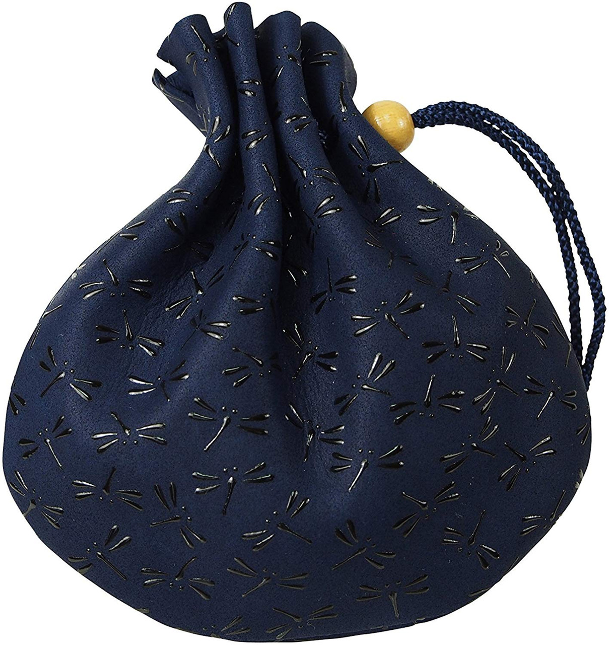 INDENYA Japanese Drawstring Bag 3008, Dragonflies Black on Blue