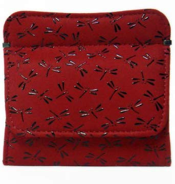 INDENYA Compact Purse 1208 with Dragonflies Pattern, Black on Red