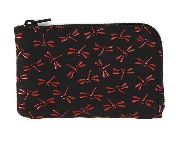INDENYA Minimalist Wallet 1001 Dragonflies, Red on Black