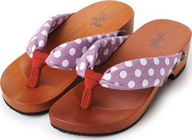 "Skip" KIDS Geta, Lilac Dots Design (CH-17)