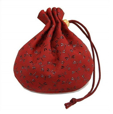 INDENYA Japanese Drawstring Bag 3008, Dragonflies Black on Red