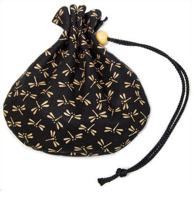 INDENYA Japanese Drawstring Bag 3008, Dragonflies White on Black
