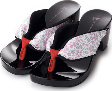 Heeled Geta HITETE Pink Wildflower Design (KCB-17)
