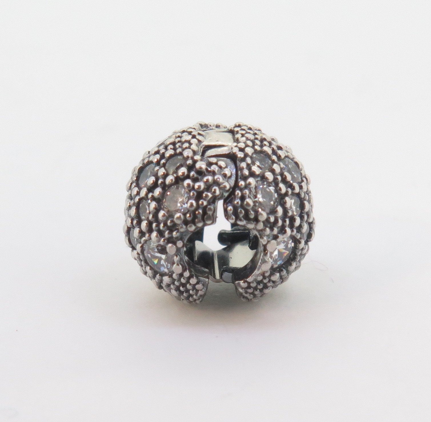 Sterling Silver Genuine Pandora Sparkling CZ Encrusted Texture Charm 3 ...