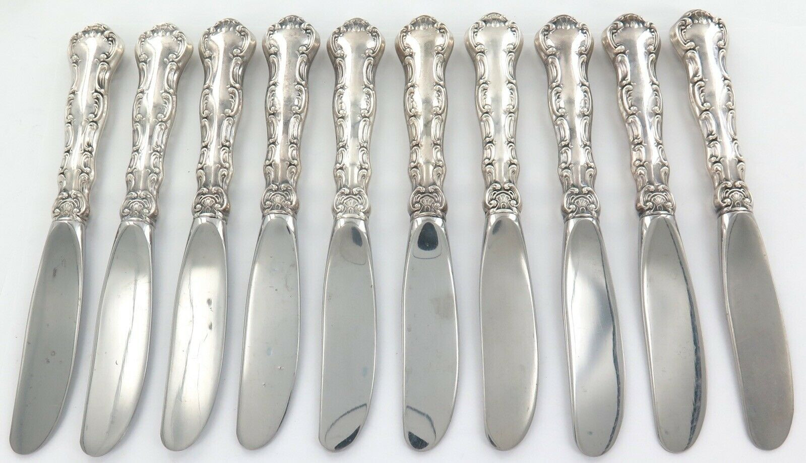 1897 PATTERN GORHAM “THE STRASBOURG” STERLING SILVER SET 10 BUTTER ...