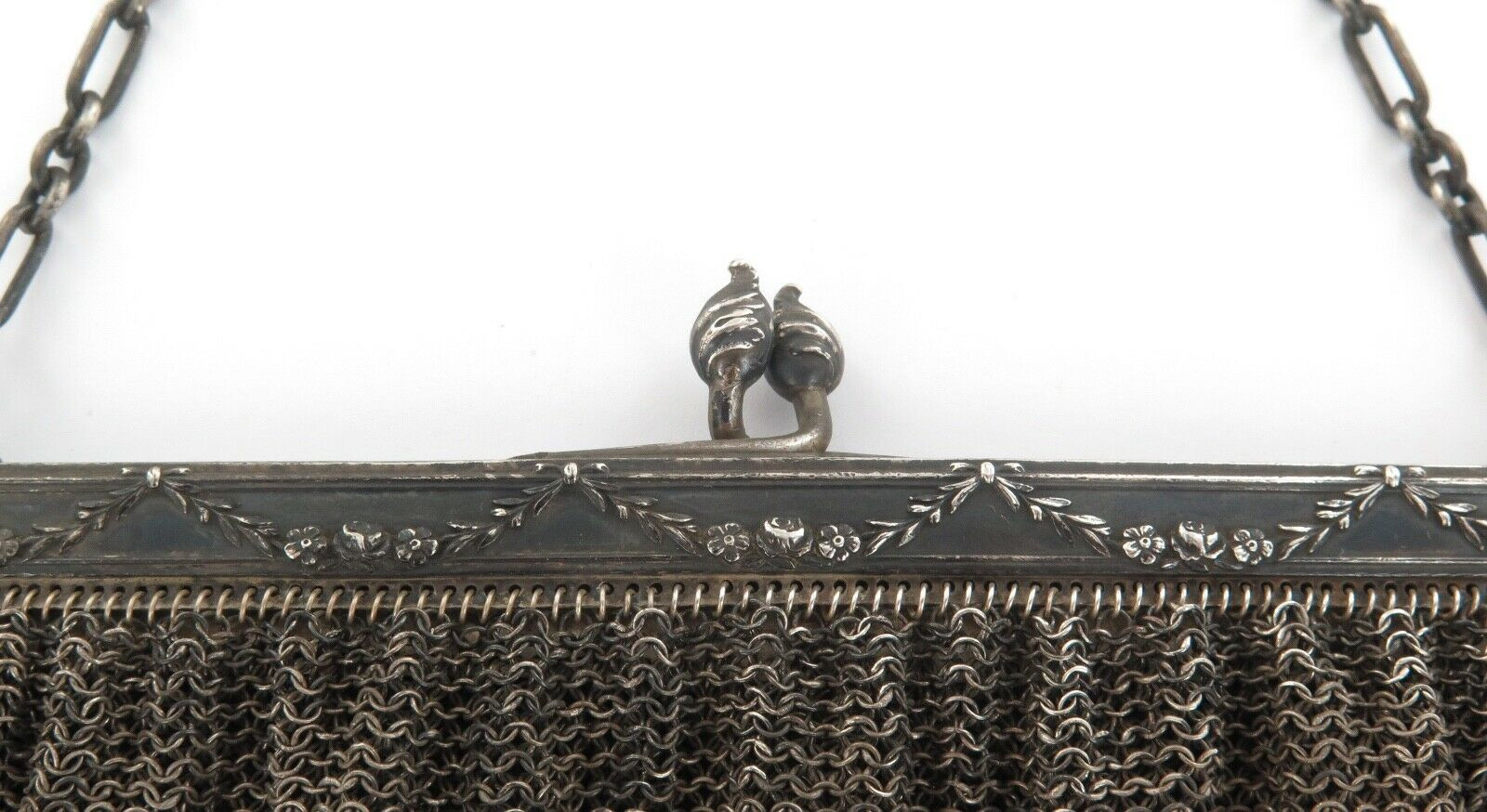 Antique Decorative .800 Silver French Chainmail Ladies Purse Bag 1900's