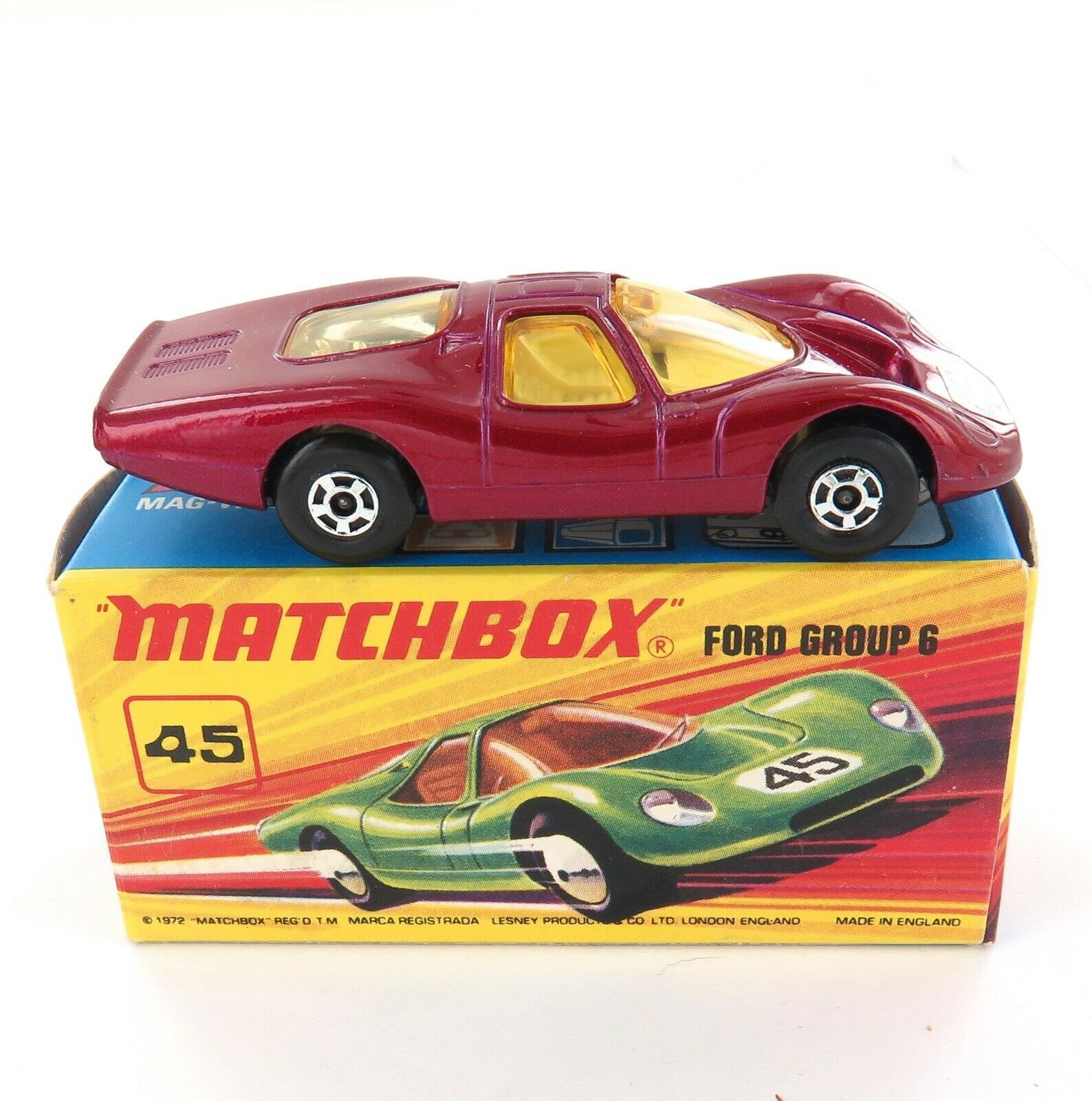 MIB VINTAGE MATCHBOX SERIES 45 FORD GROUP 6 DIECAST CAR + ORIGINAL BOX
