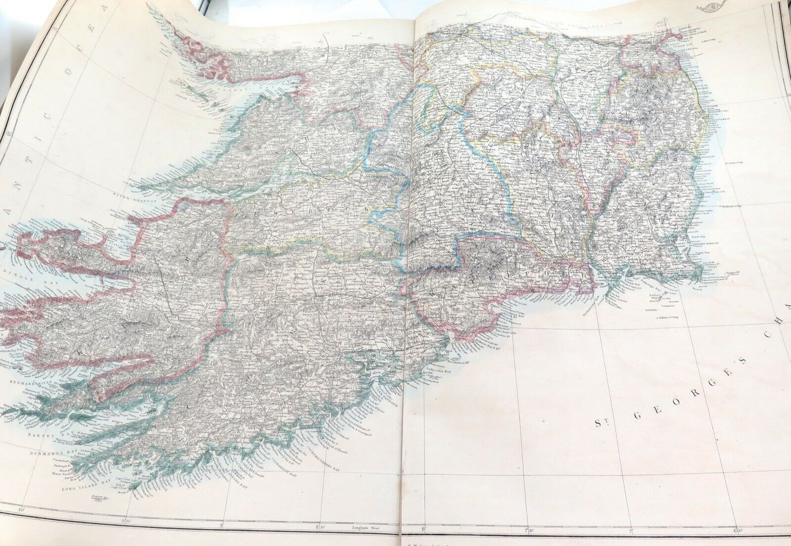 c1860 VERY LARGE “WEEKLY DISPATCH ATLAS” MAP of SOUTHERN IRELAND