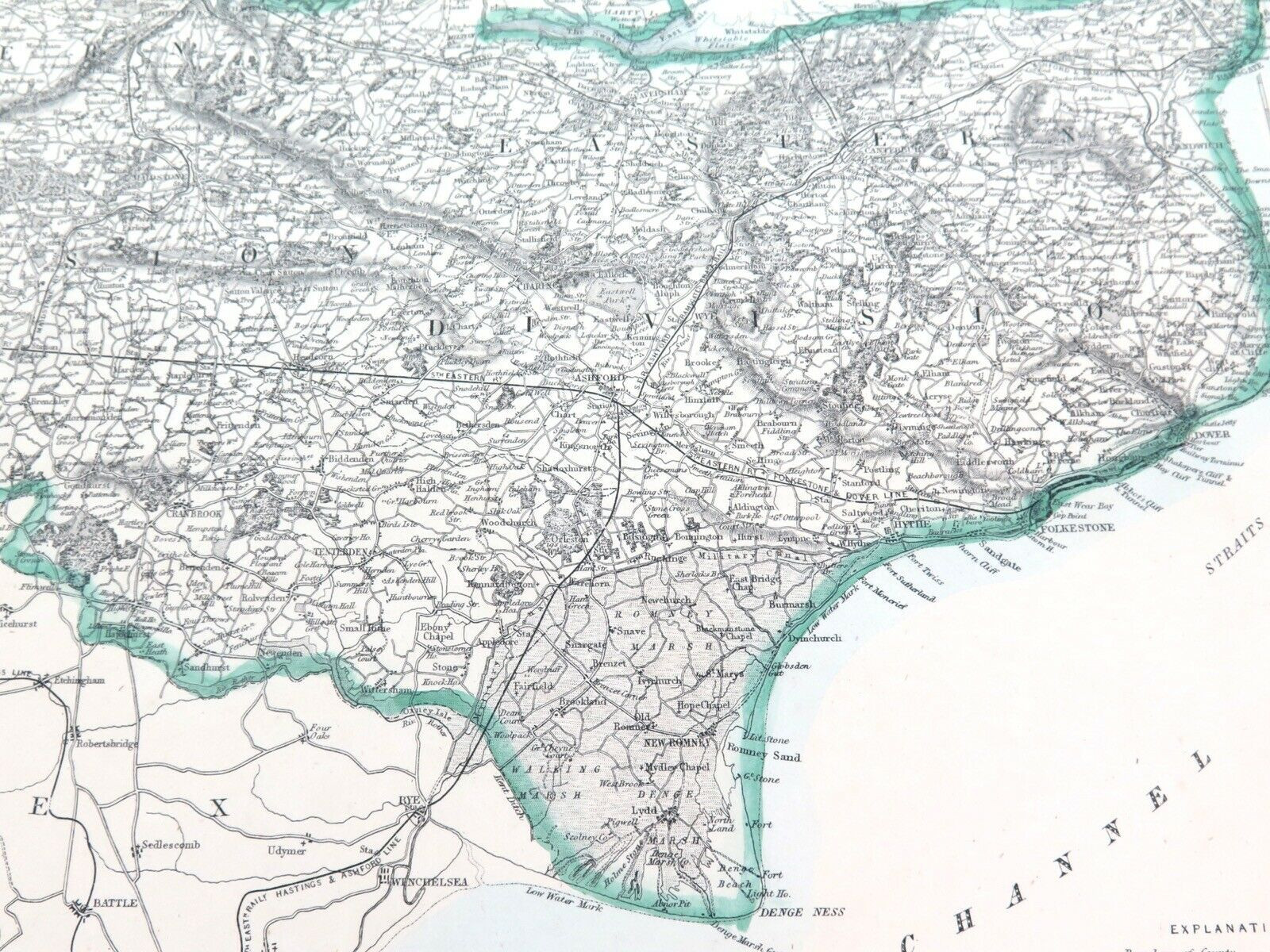 c1860 LARGE “WEEKLY DISPATCH ATLAS” MAP of KENT, UK.