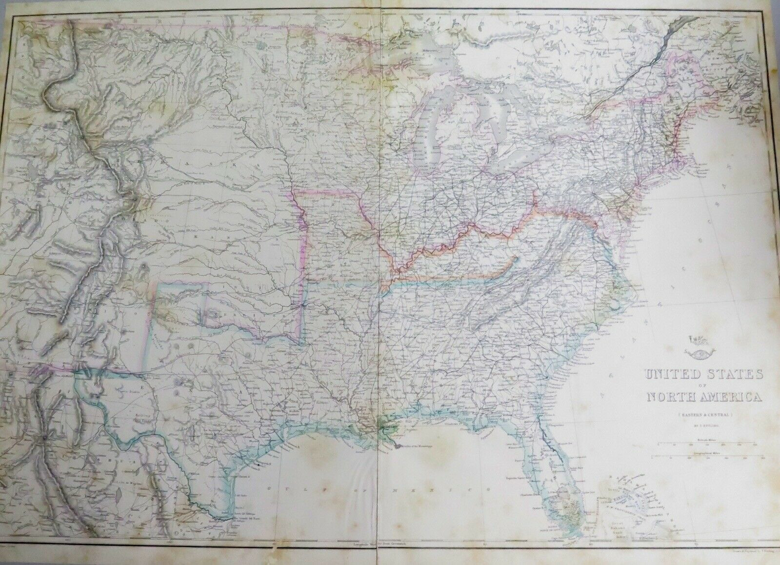 1860s CIVIL WAR ERA LARGE MAP EASTERN & CENTRAL UNITED STATES. WEEKLY ...